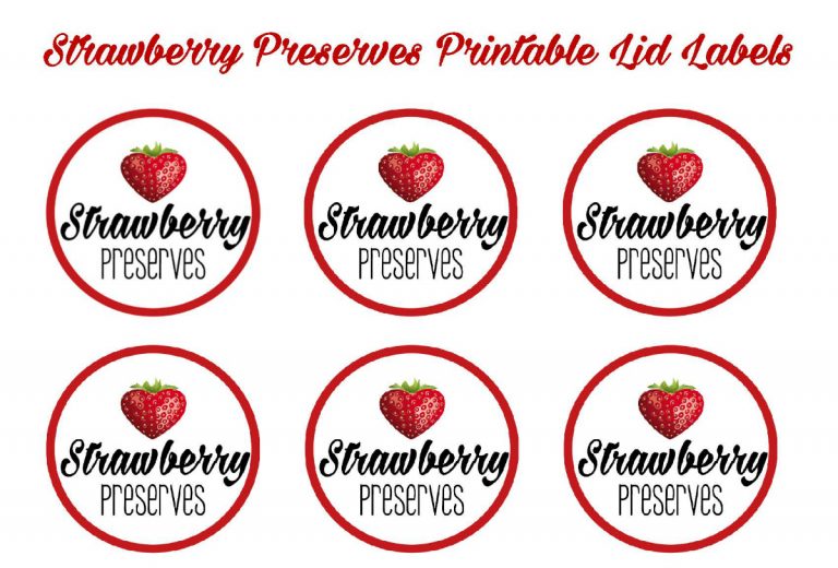 Homemade strawberry preserves and printable lid labels